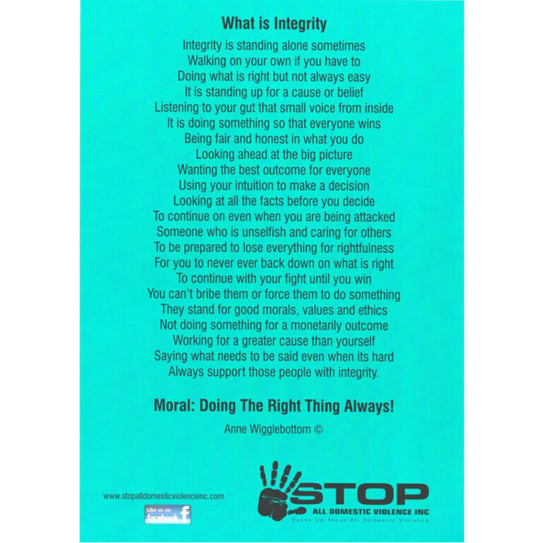 What is Integrity - Poem | Stop All Domestic Violence